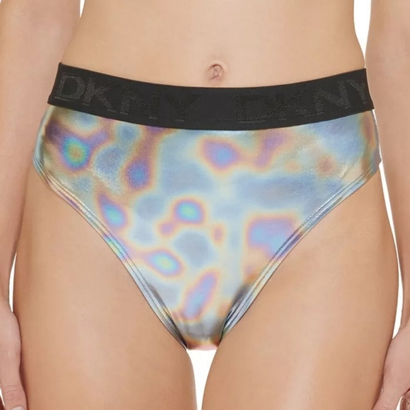 Dkny | Swim | Dkny Black Multi Metallic Highwaisted Bikini Swim Bottom Size M | Poshmark